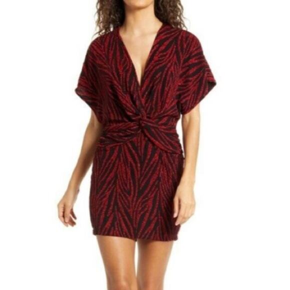SAYLOR | Dresses | Saylor Soumin Black Red Metallic Zebra Animal Print ...